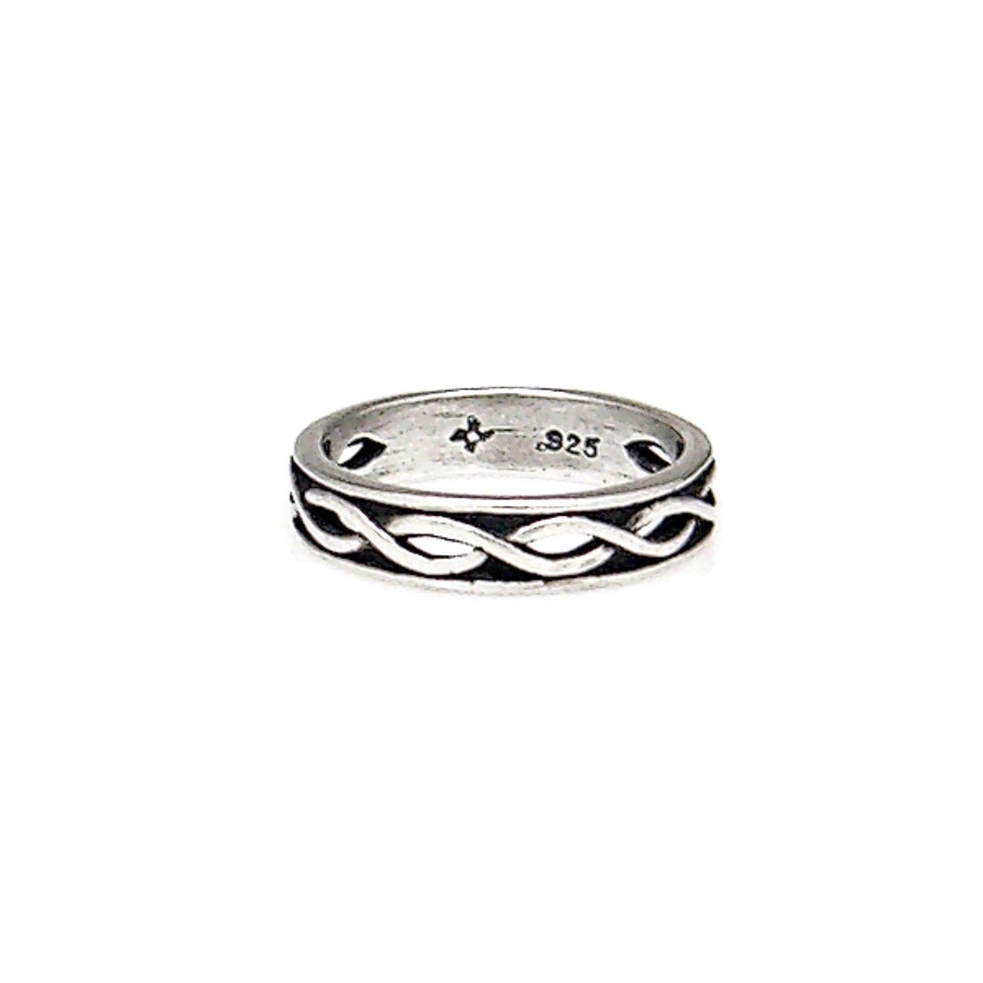 Band Ring Sterling Silver Open Infinity Twist Design Mens Womans ...