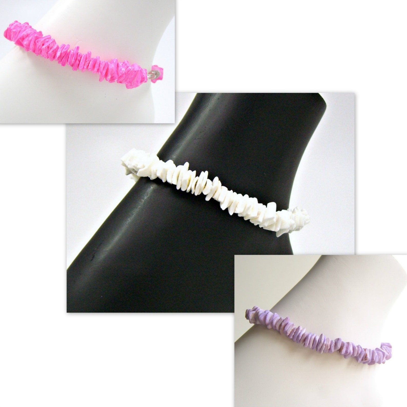 Anklet Puka Chip Shell With Fossil Shark Tooth Beach Sea - Etsy