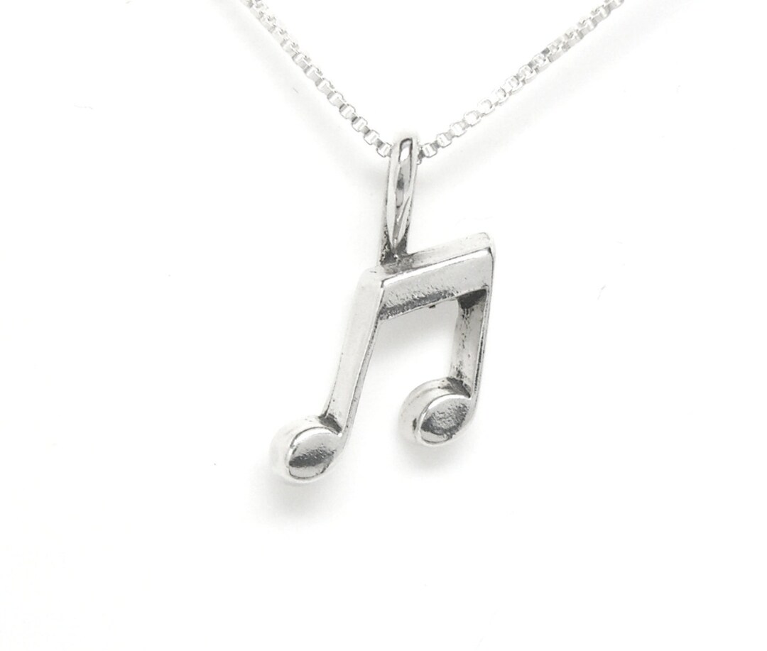 Music Note Small Sterling Silver Charm Pendant or Necklace, Musical ...