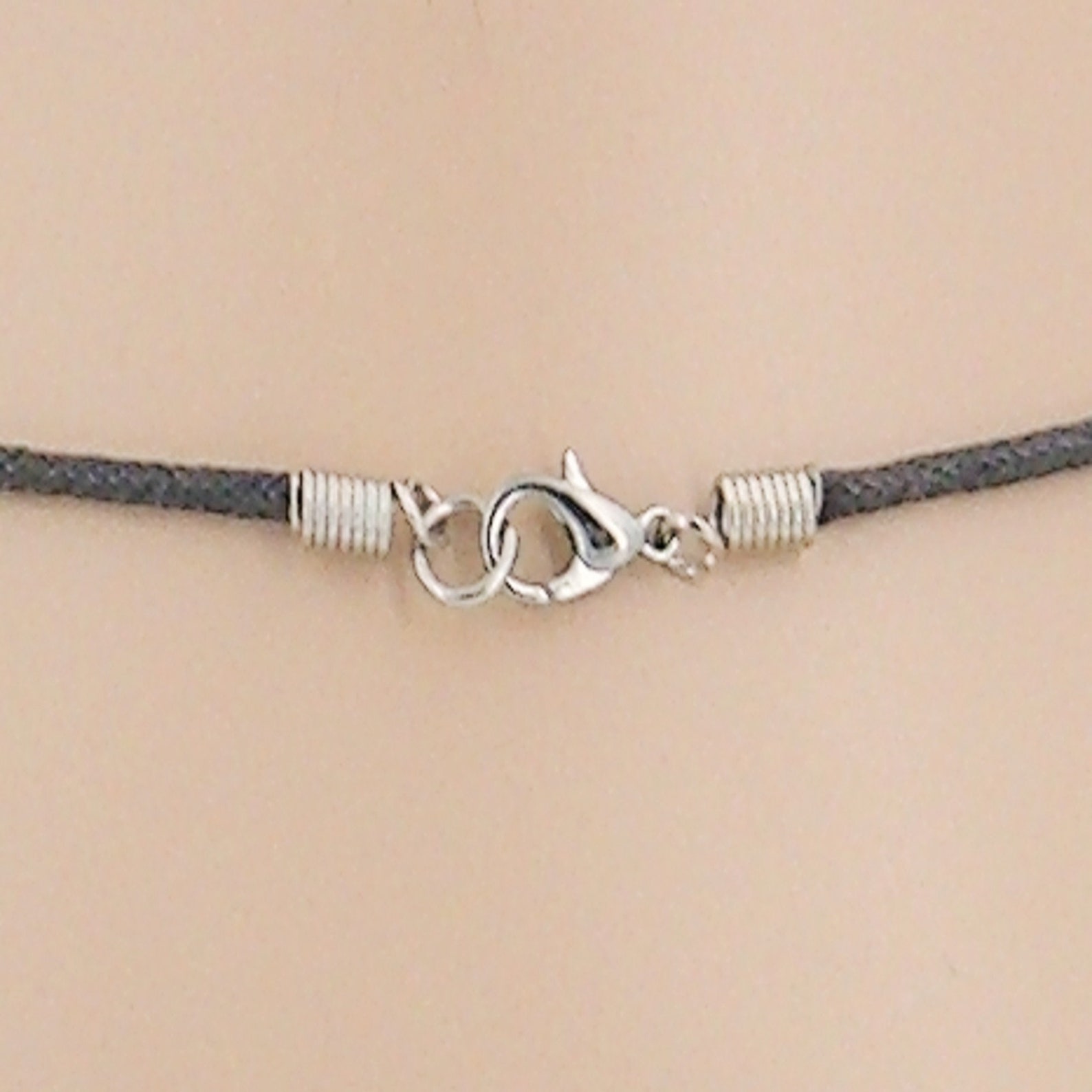 Wood Boogie Board Necklace, Black Cord With Silver and Black Beads 18 ...