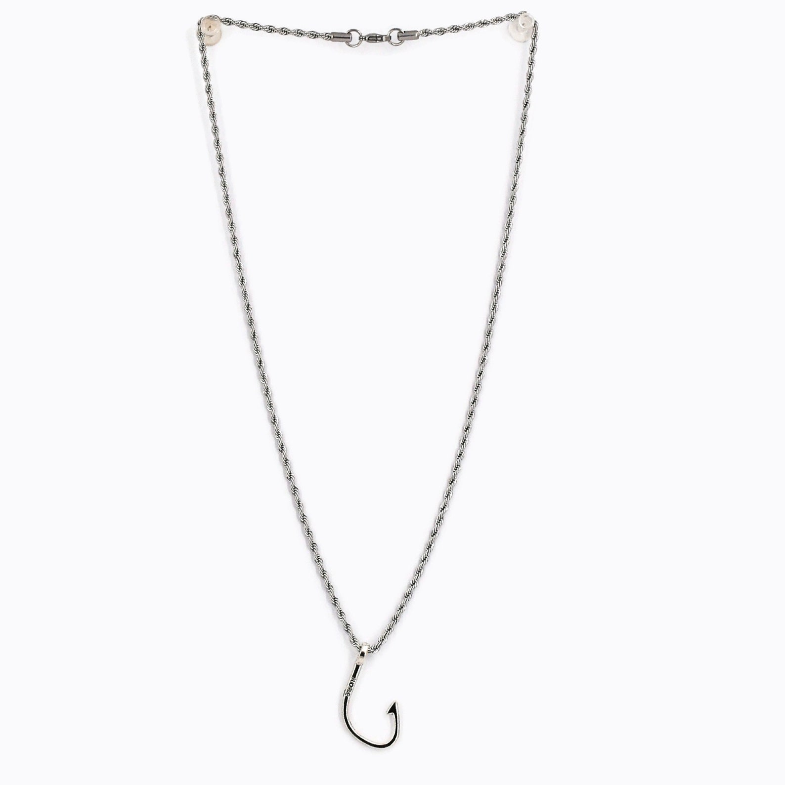 Fish Hook HOPE Necklace, Stainless Steel 3mm Rope Chain, 20 or 24 ...