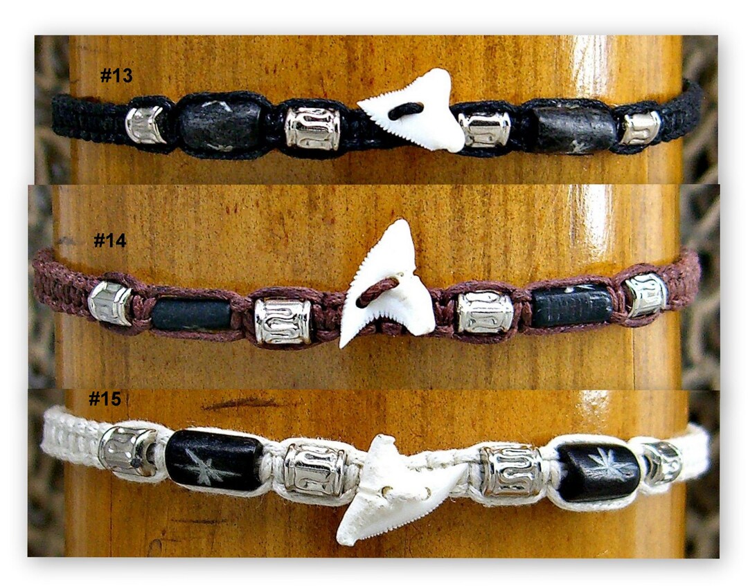 Shark Tooth Bracelet or Anklet Adjustable Macramé Cord 6263 - Etsy