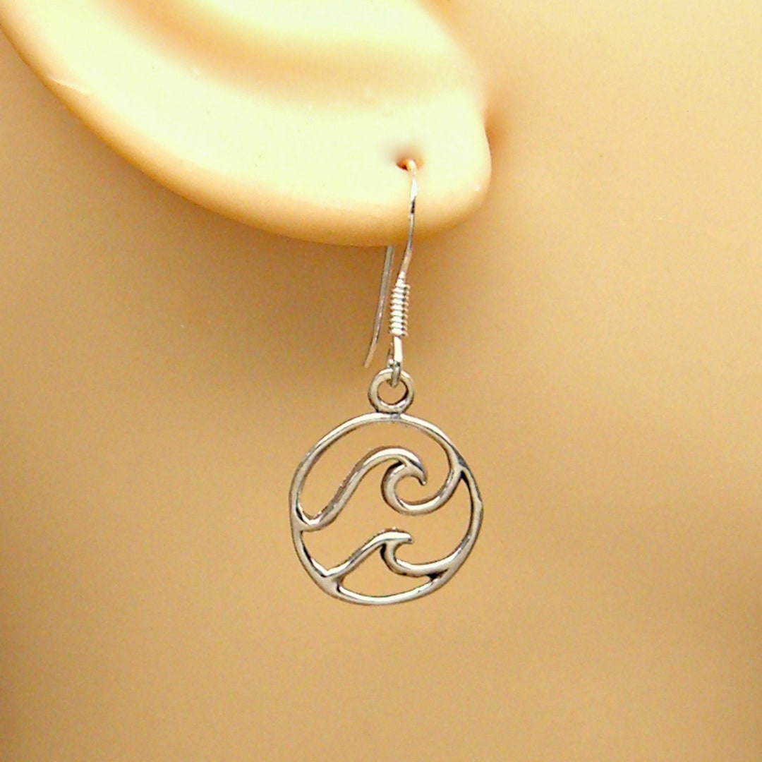 Double Ocean Wave Earrings Sterling Silver Beach Ear Wires 3570 - Etsy