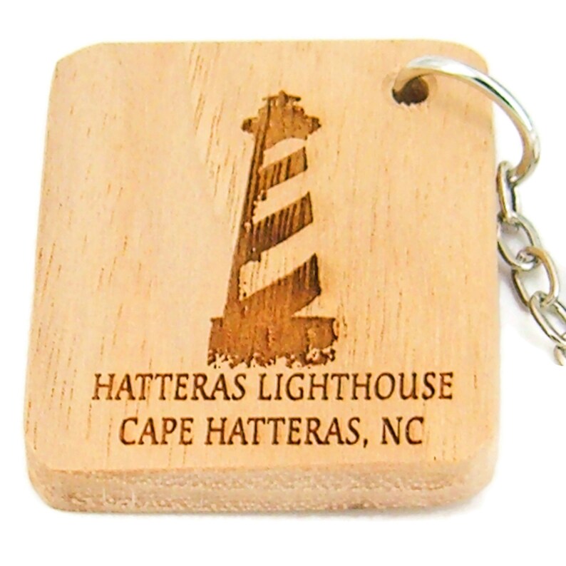 Wood Lighthouse Key Chain Outer Banks North Carolina Key Ring - Etsy