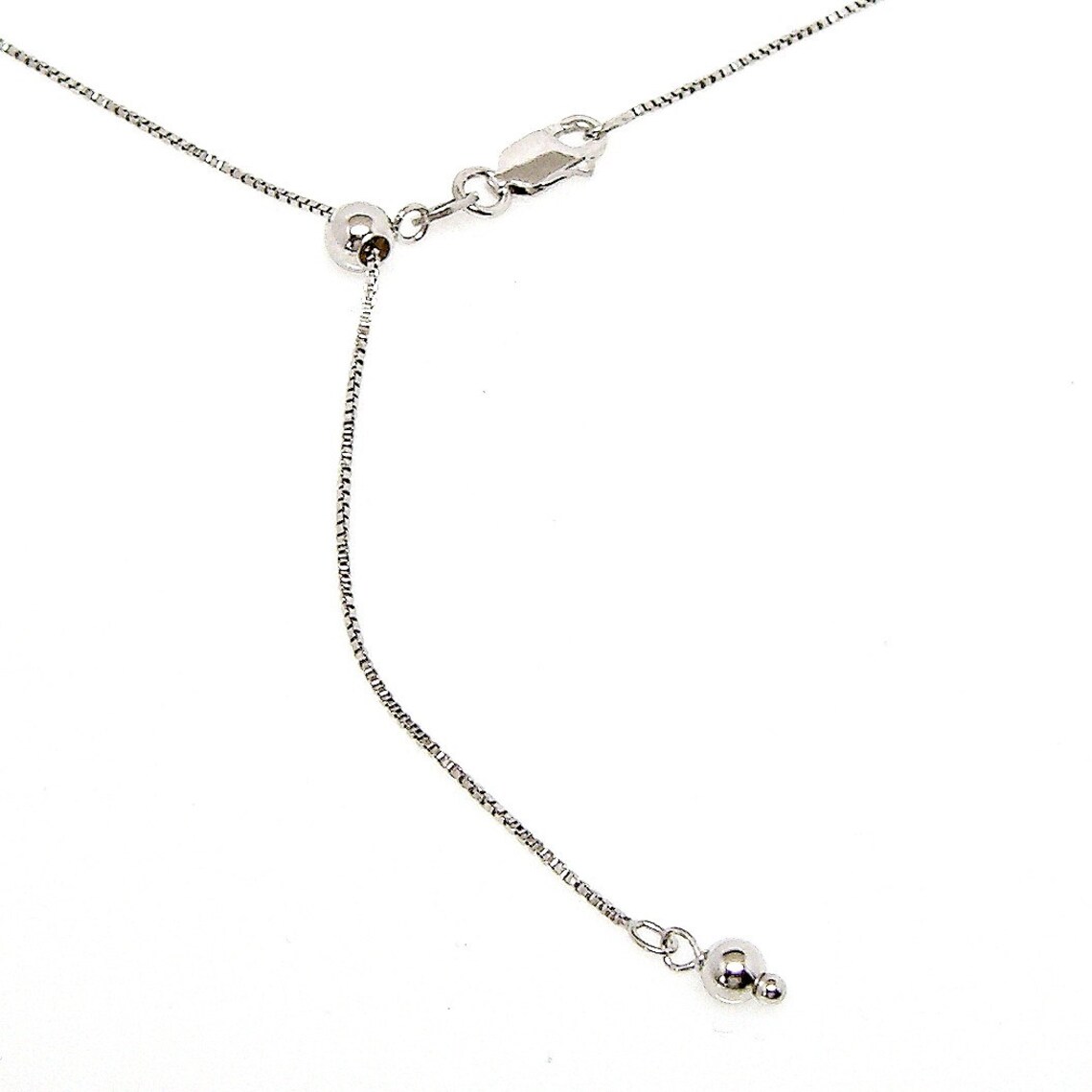 Adjustable Necklace Sterling Silver Box Chain Rhodium Antique | Etsy