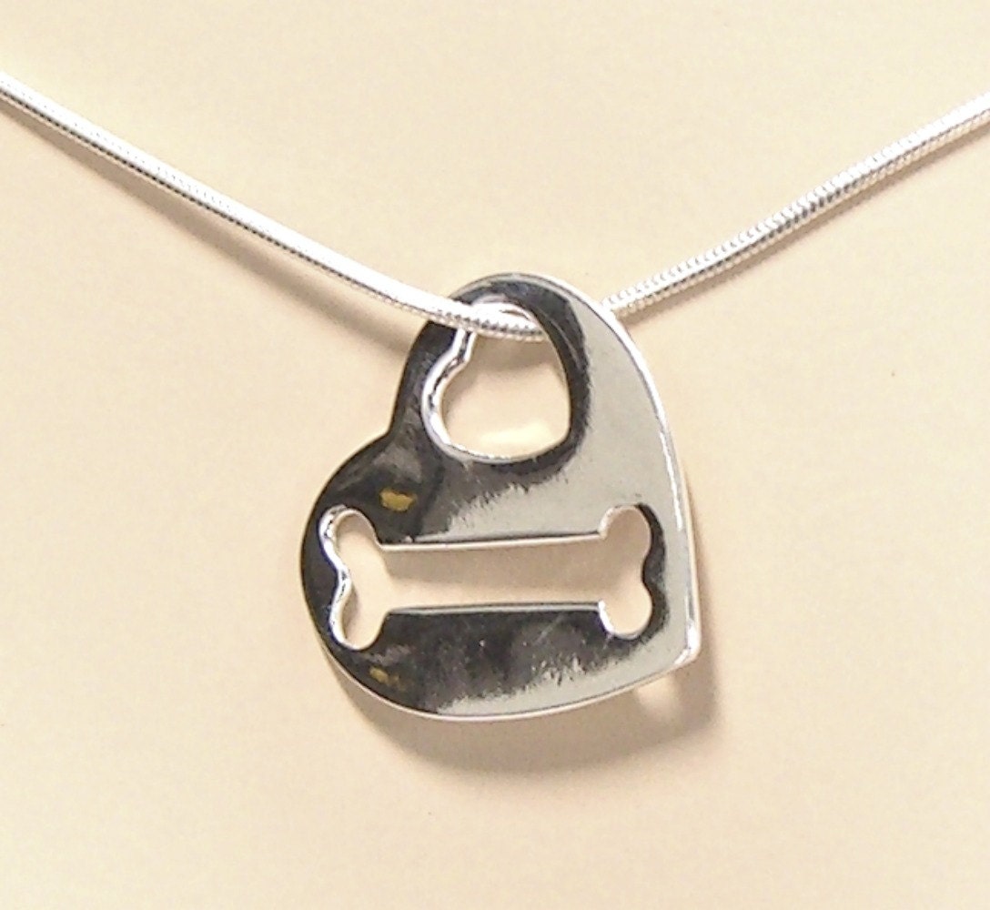 Dog Bone Heart Slide Sterling Silver Pet Charm Pendant or Necklace 2041 ...