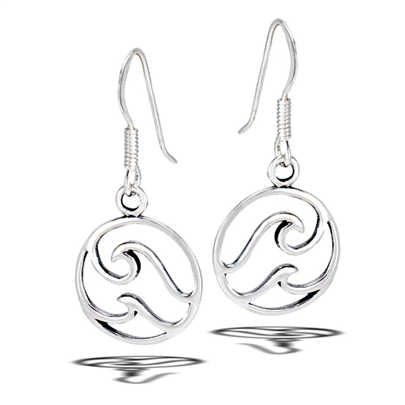 Double Ocean Wave Earrings Sterling Silver Beach Ear Wires 3570 - Etsy