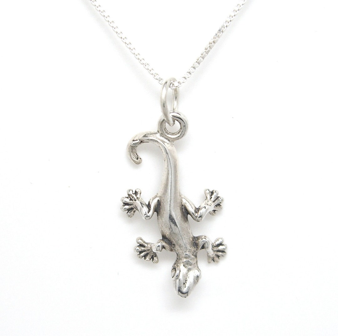 Gecko Lizard Sterling Silver Animal Charm Pendant or Necklace 1928 - Etsy