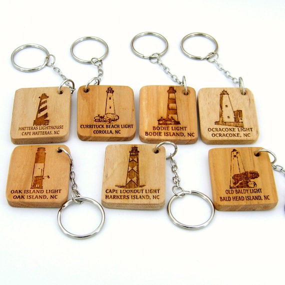 Wood Lighthouse Key Chain Outer Banks North Carolina Key Ring - Etsy