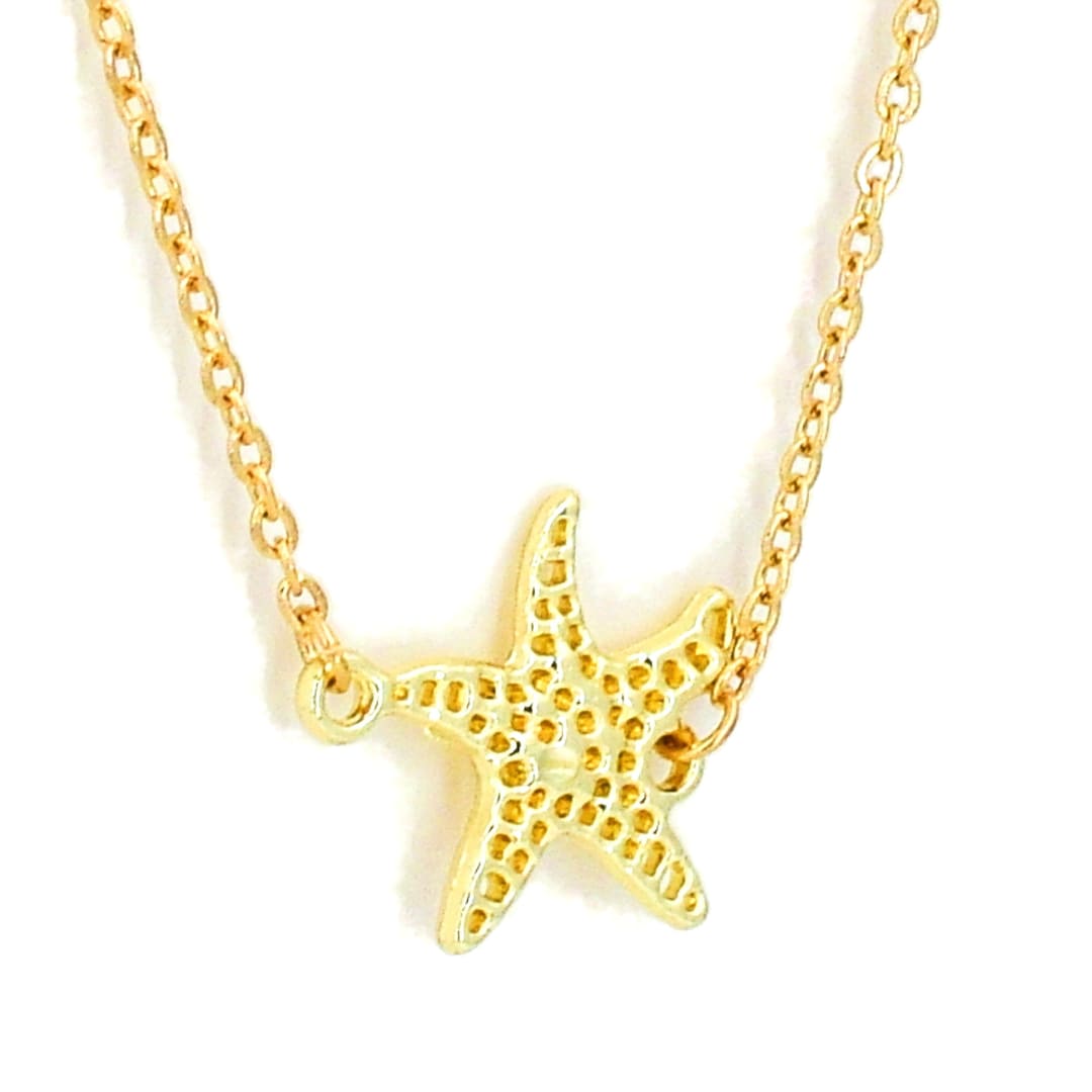 Gold Starfish Charm Necklace, Adjustable Cable Chain, 18.5 to 20.5 ...