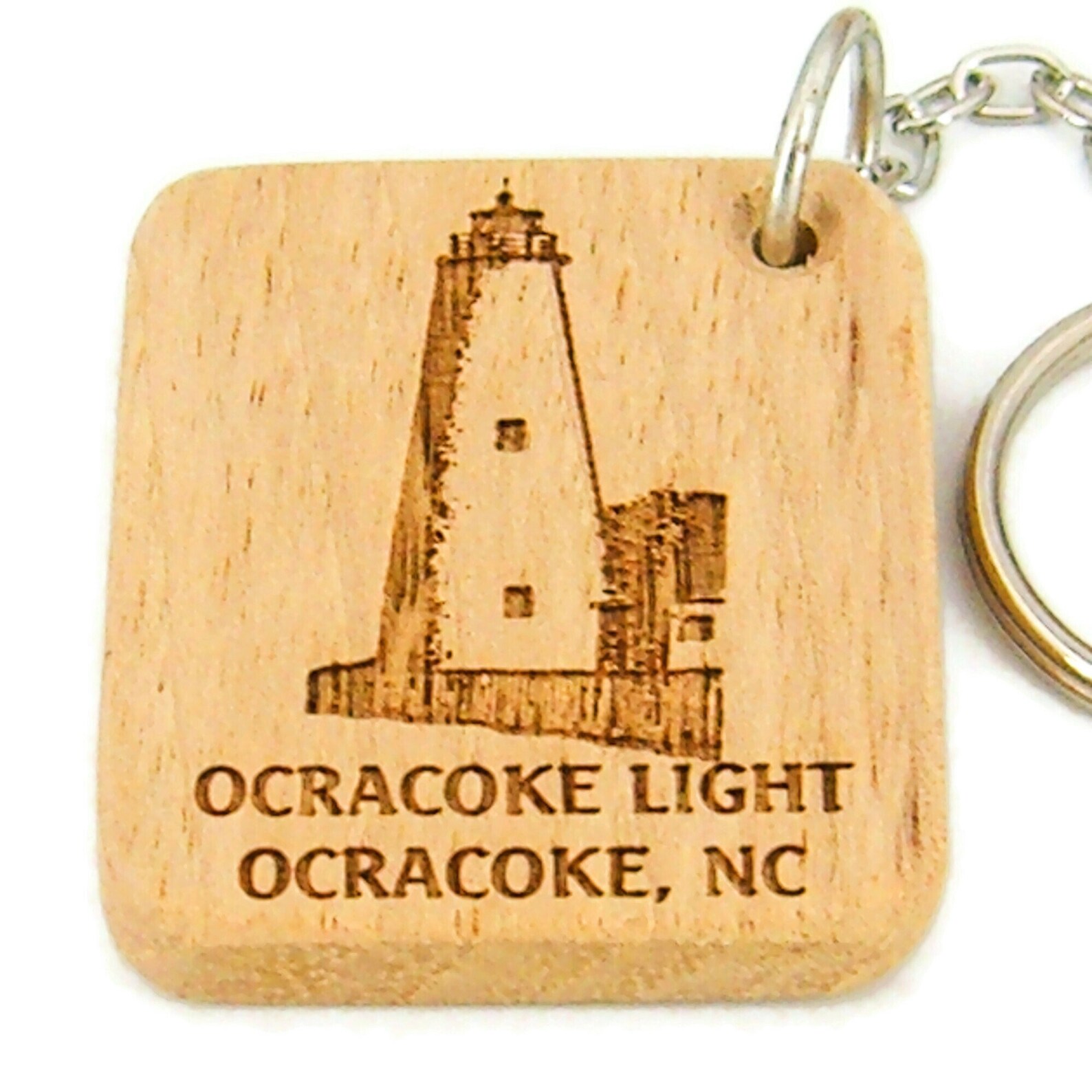 Wood Lighthouse Key Chain Outer Banks North Carolina Key Ring - Etsy