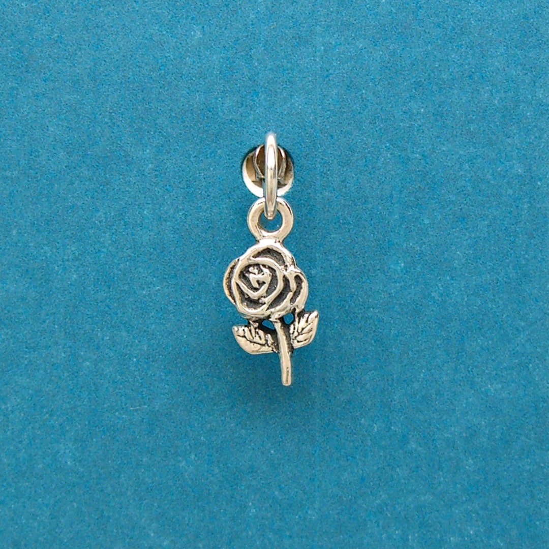 Rose Sterling Silver Flower Mini Charm for Bracelet or Anklet: Optional ...