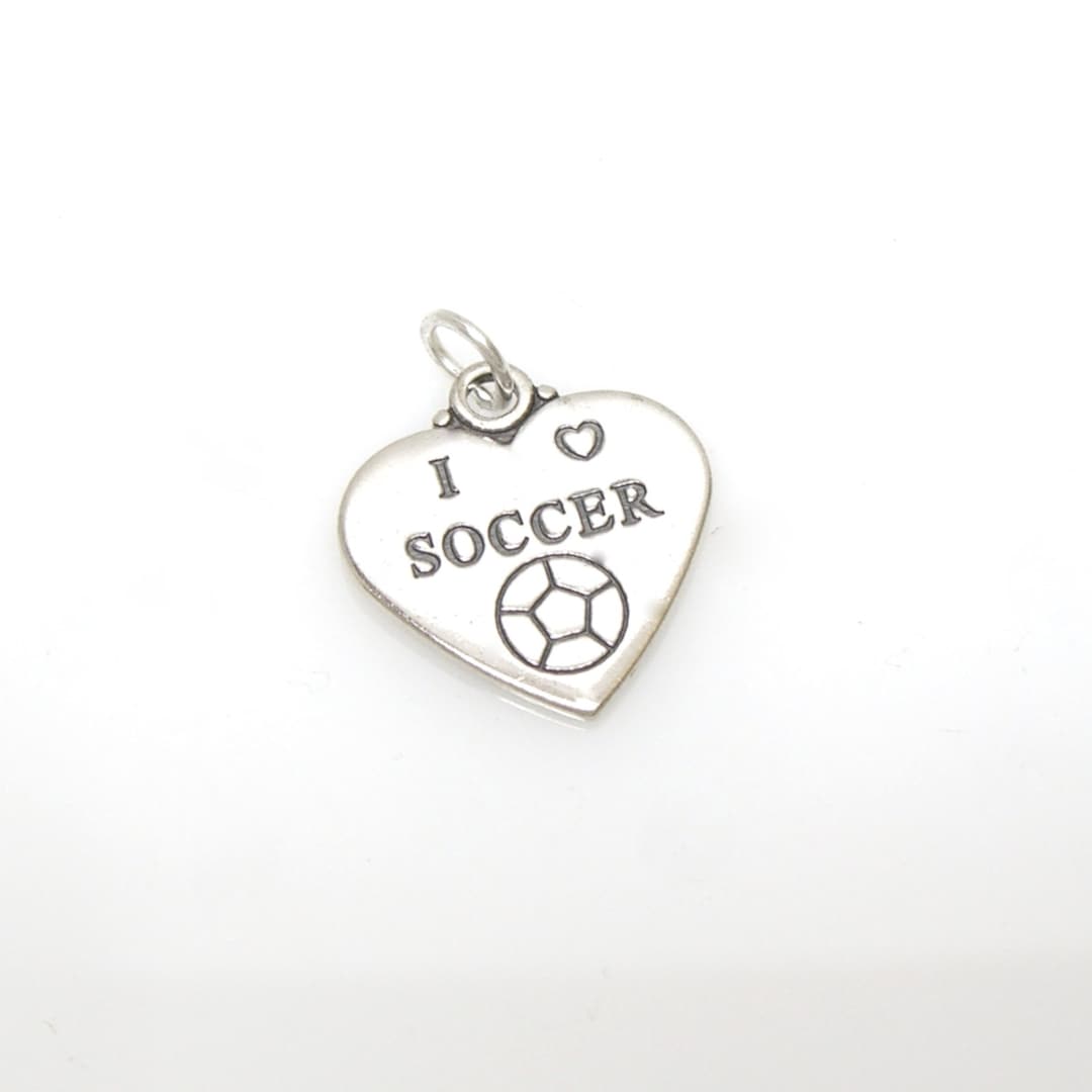I Love Soccer Heart Sterling Silver Sports Charm Pendant Customize ...