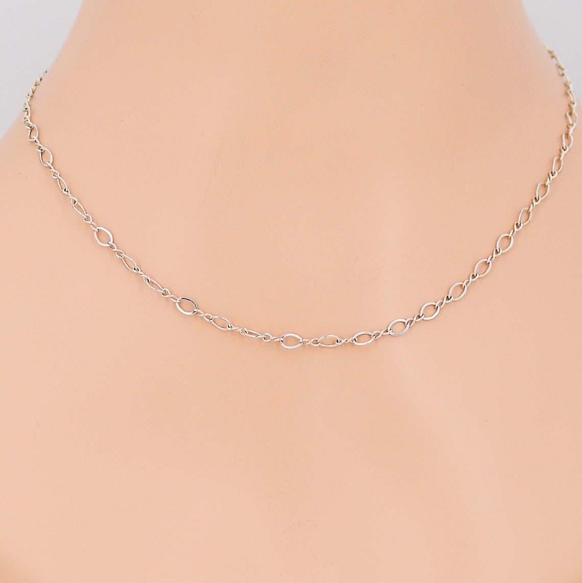 Necklace Sterling Silver 4mm Figure 8 Chain 18 Inches - Etsy