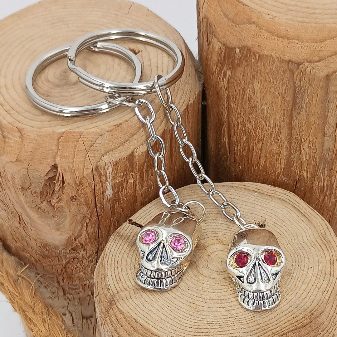 Key Chain, Skull With Crystal Eyes Metal Key Ring - Etsy