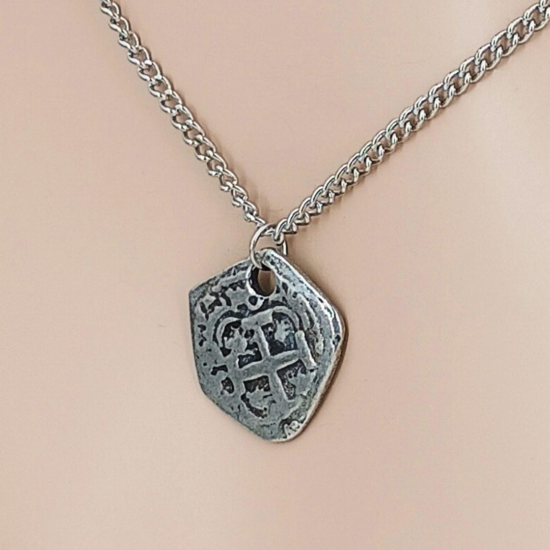 Coin Charm Necklace, Spanish Pirate Treasure, Doubloon Replica ...