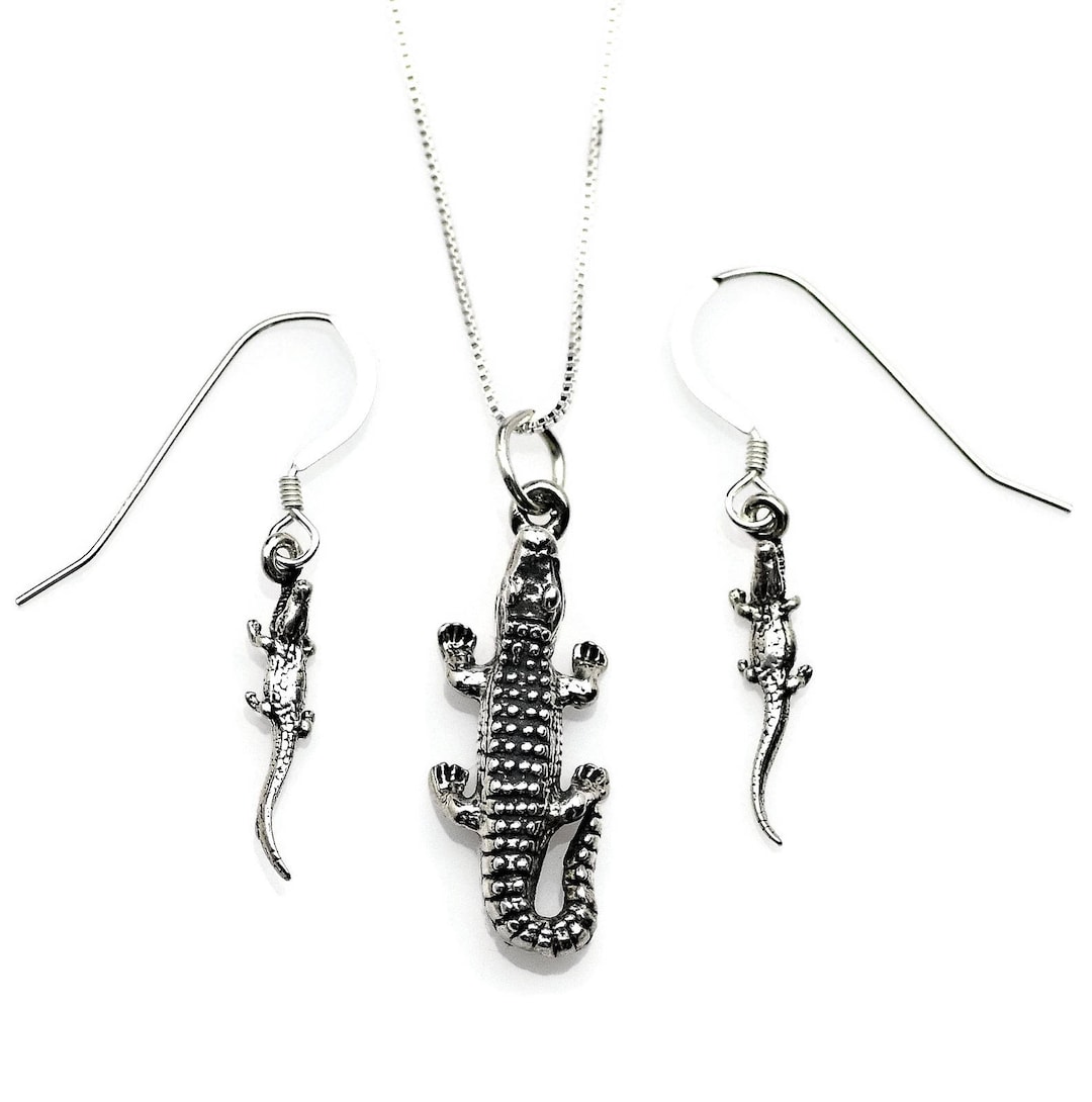Set Alligator Gator Sterling Silver Wild Animal Florida Necklace and ...