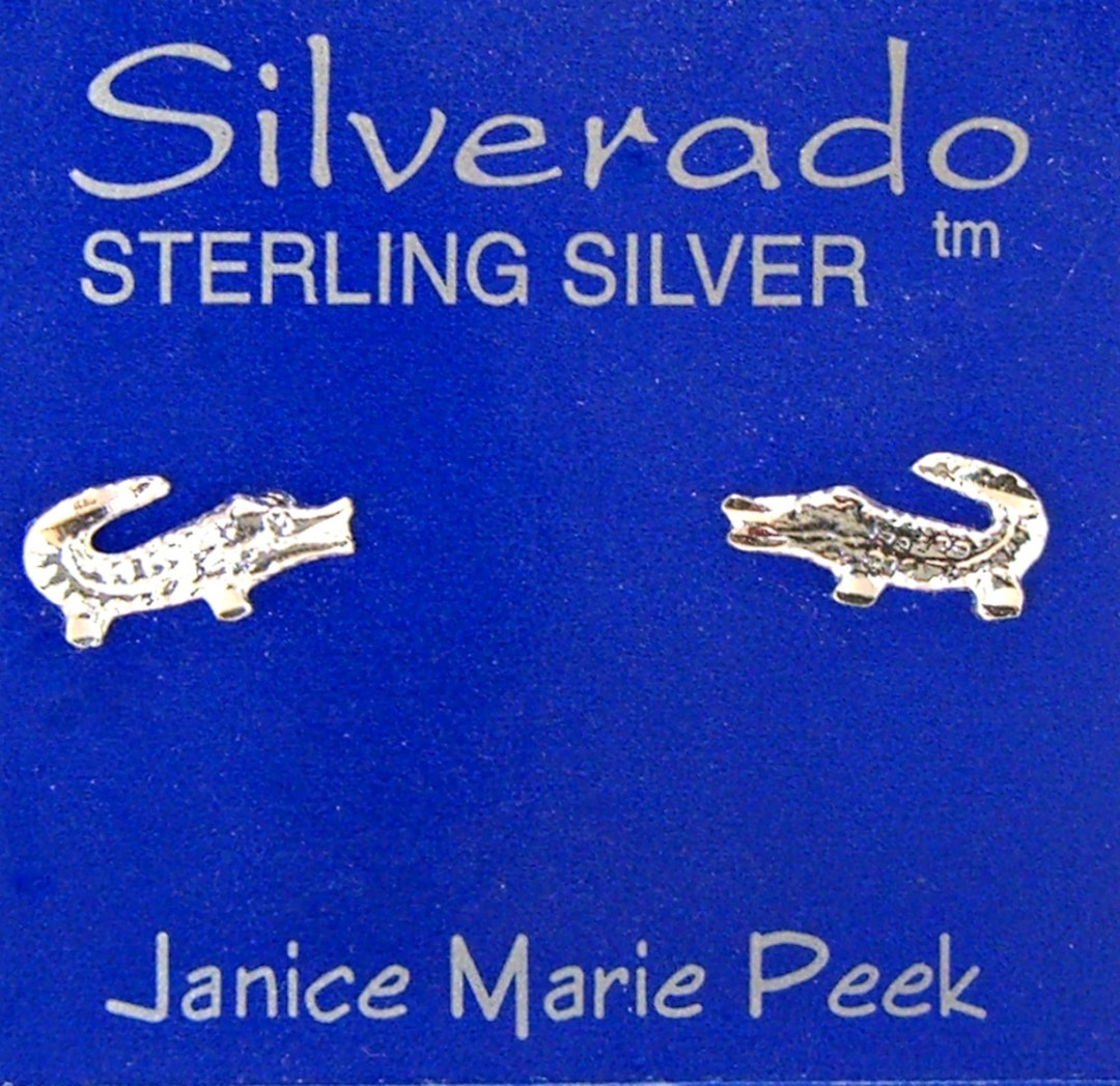 Alligator Gator Crocodile Earrings Sterling Silver Tiny Minimal Post ...