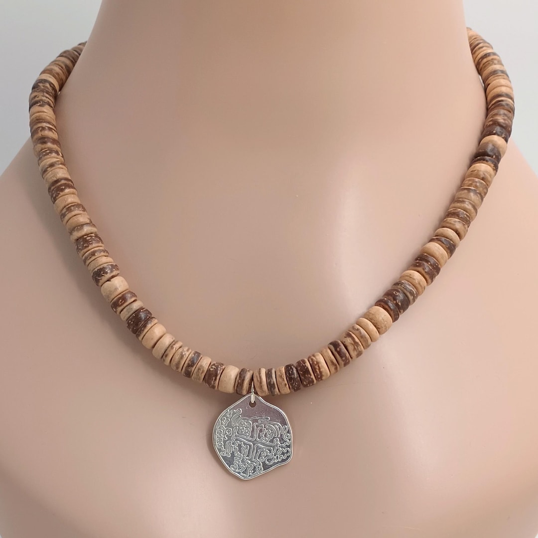 20-inch Pirate Spanish Coin Necklace Coconut Beads, Beach Surfer Choice ...