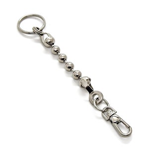 Key Chain, Large Steel Ball Bead, Large Split Ring, Spring Snap Clasp ...