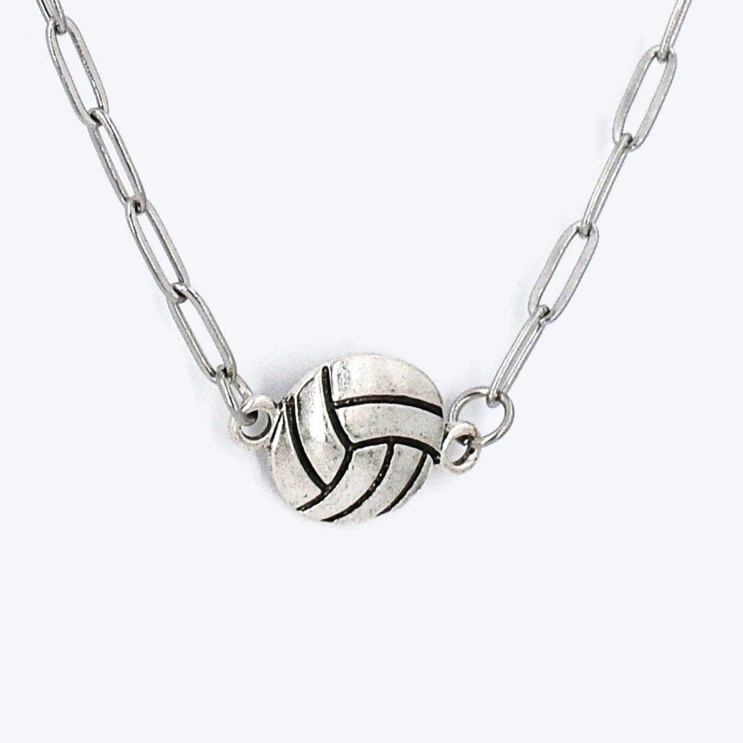 Volleyball Charm Necklace, Adjustable Paper Clip Chain, 18" - 20", 9034 ...