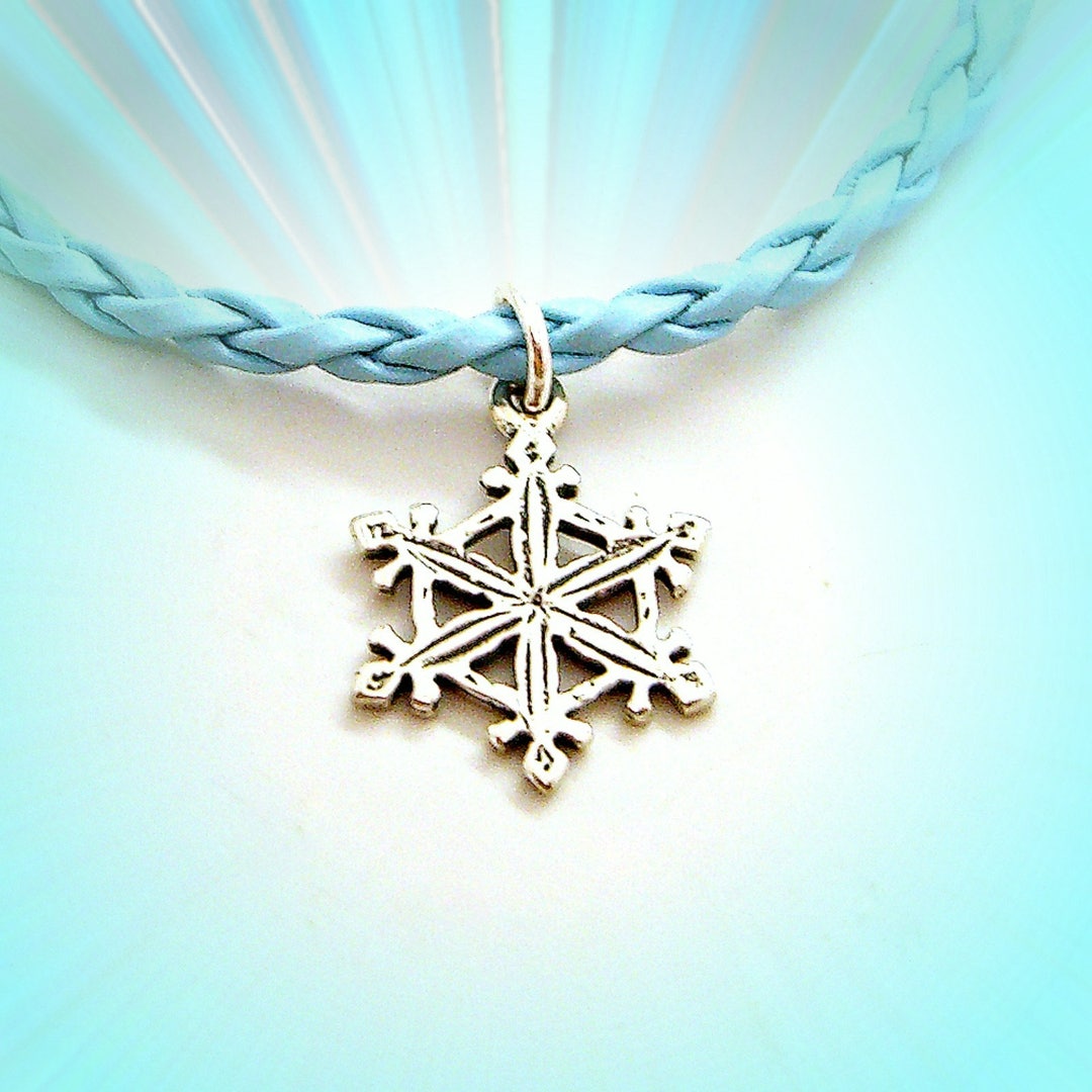 Snowflake Bracelet or Anklet, Sterling Silver Charm, Adjustable Braided ...