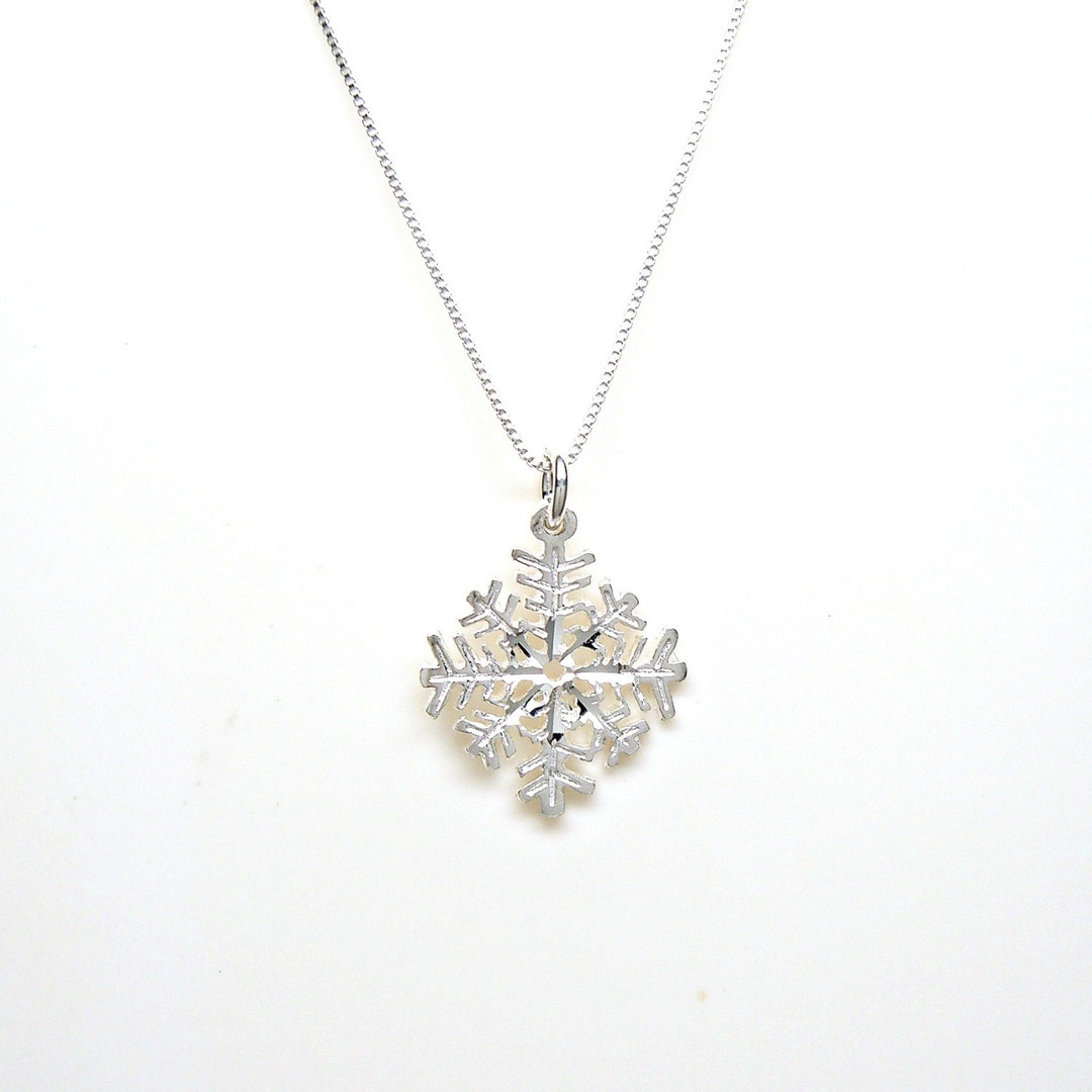 Snowflake Sterling Silver Diamond Cut Winter Holiday Charm Pendant or ...