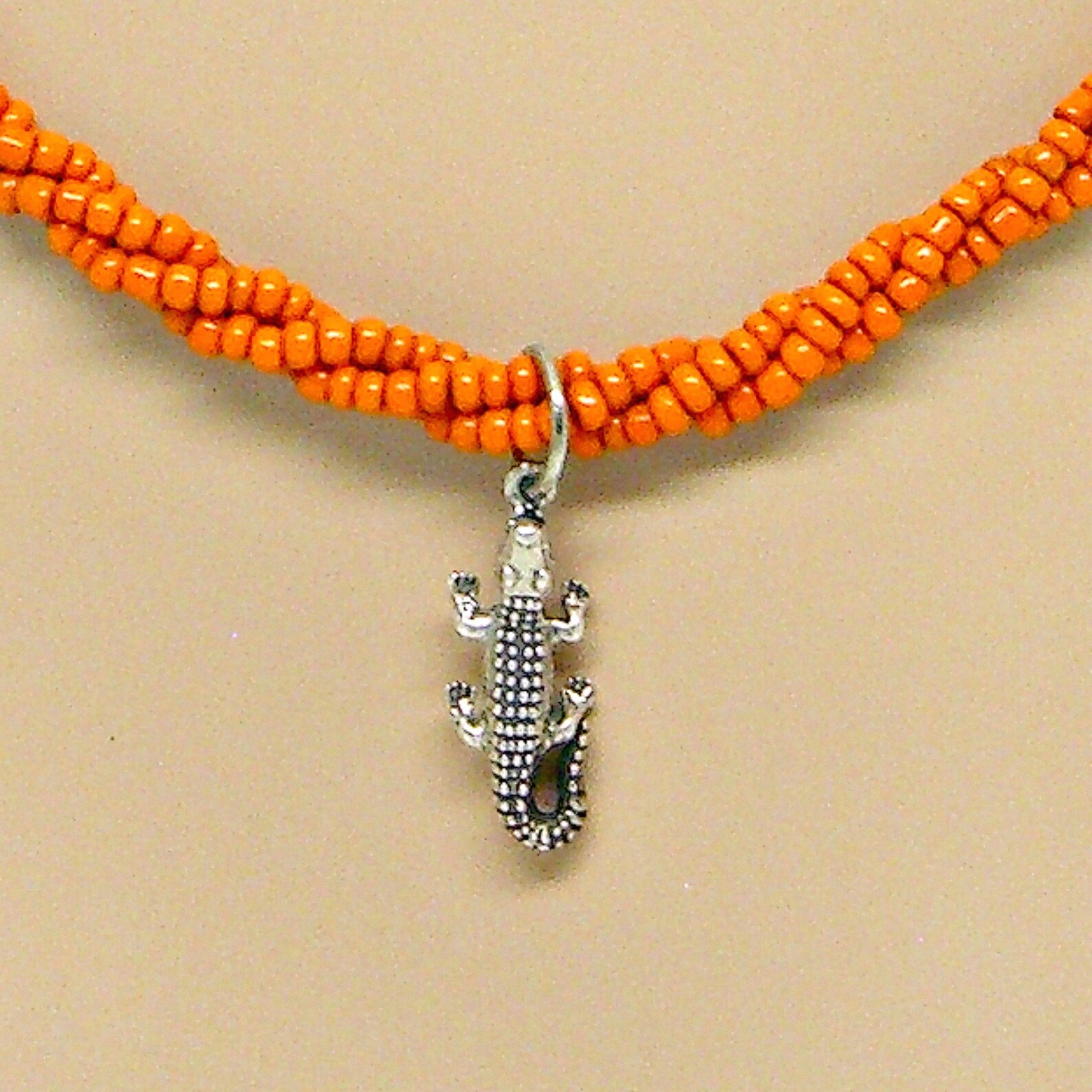 Gator Sterling Silver Necklace Braided Seed Beads Beaded Multi - Etsy