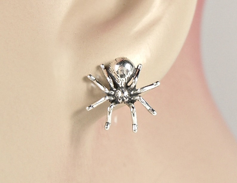 Earrings Spider Sterling Silver Insect Minimal Pierced Small | Etsy