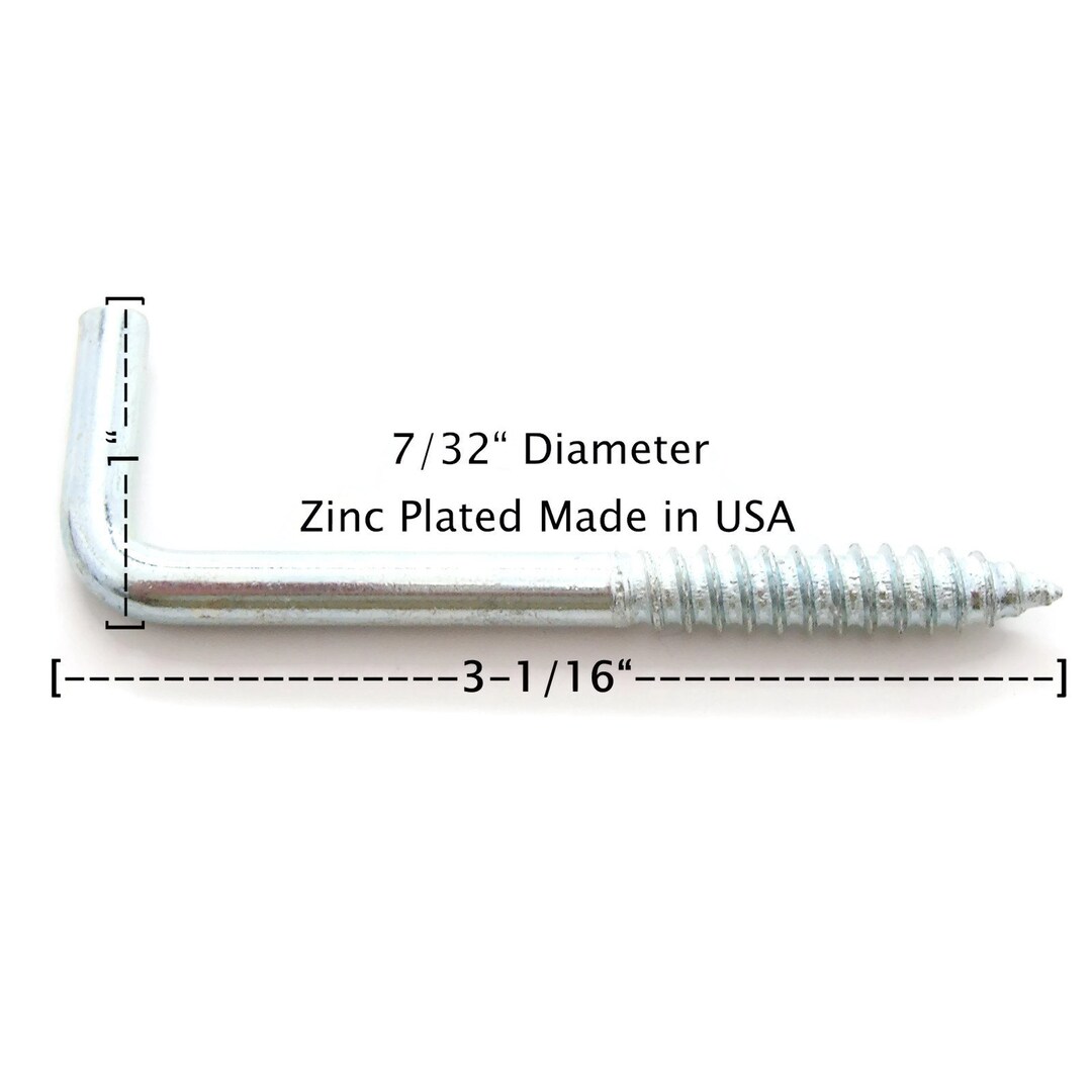 NEW USA Made Square Bend Screw Hook Lots 3-1/1-inches Long X 7/32 ...