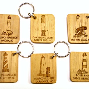 Wood Lighthouse Key Chain Outer Banks North Carolina Key Ring | Etsy