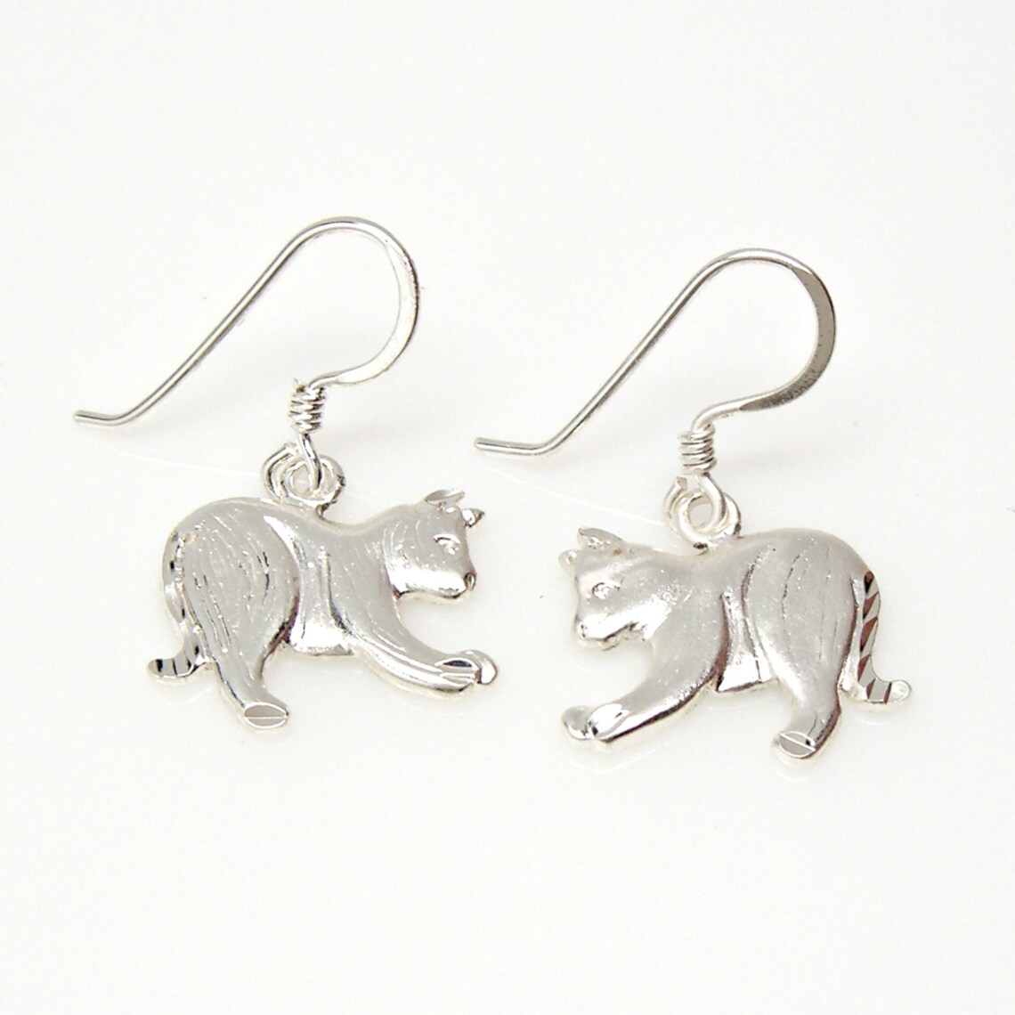 Earrings Kitty Cat Sterling Silver Pet Lover Ear Wires 3582 - Etsy
