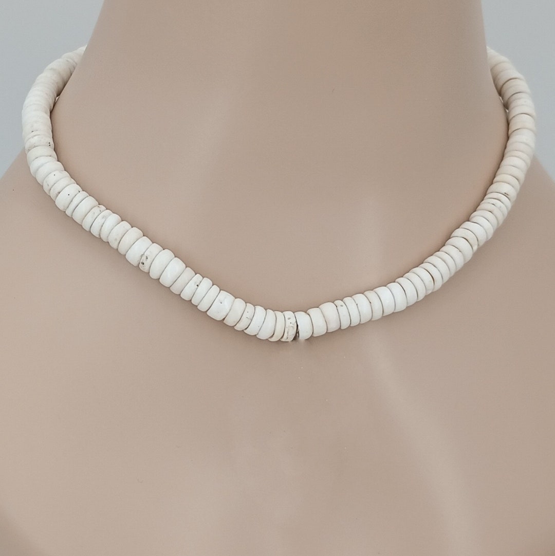 Large Puka Shell Necklace Chunky 7-8mm Real Sea Tumbled Round Hawaiian ...