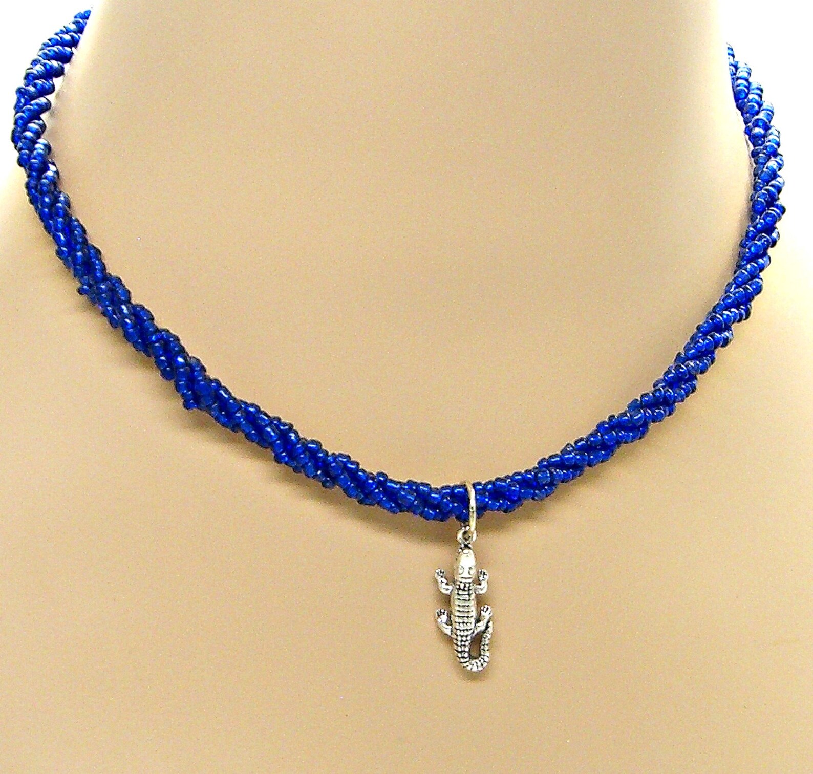 Gator Sterling Silver Necklace Braided Seed Beads Beaded Multi | Etsy