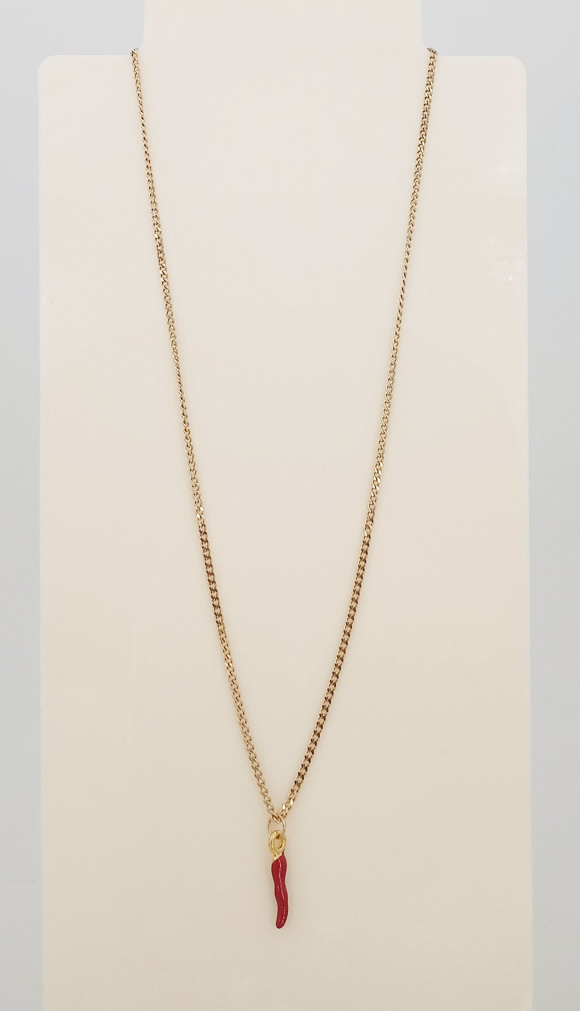 Red Hot Chili Pepper Gold Pendant Curb Chain Necklace 15" to 24" Beach ...