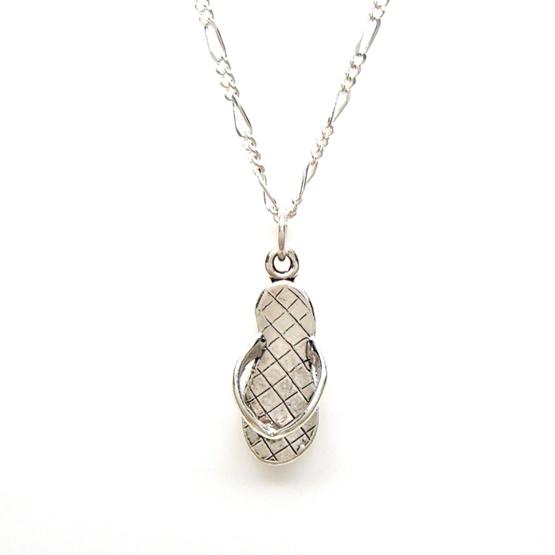 Flip Flop Sandal Sterling Silver 3 Dimensional Beach Charm Pendant or ...