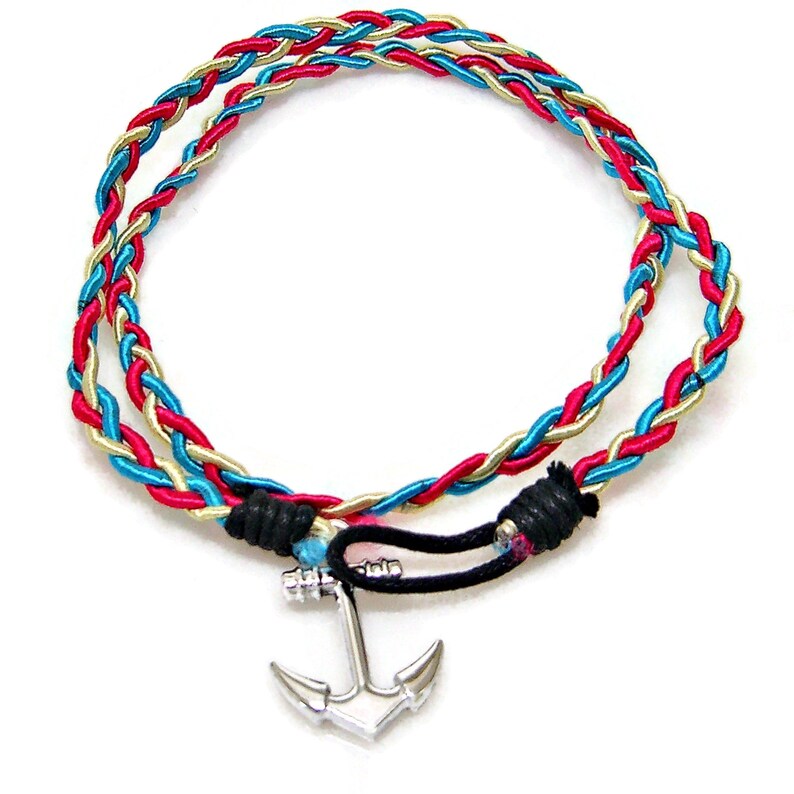 Anchor Bracelet Braided Wrap Around Friendship String Choice | Etsy