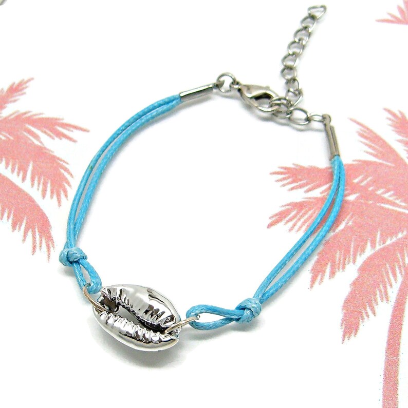 Silver Cowrie Sea Shell Bracelet, Adjustable, 7.25 to 9 Inches, Choice ...