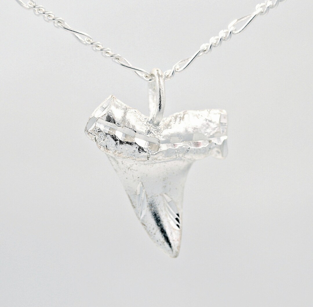 Sterling Silver Shark Tooth Diamond Cut Charm Sharks Teeth Pendant or ...