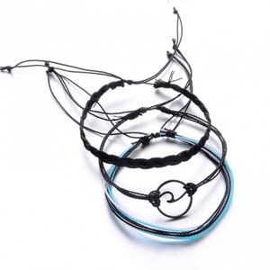 Surfer Wave Bracelets Set of 3 Adjustable Cord String 6 to 9 Inches ...