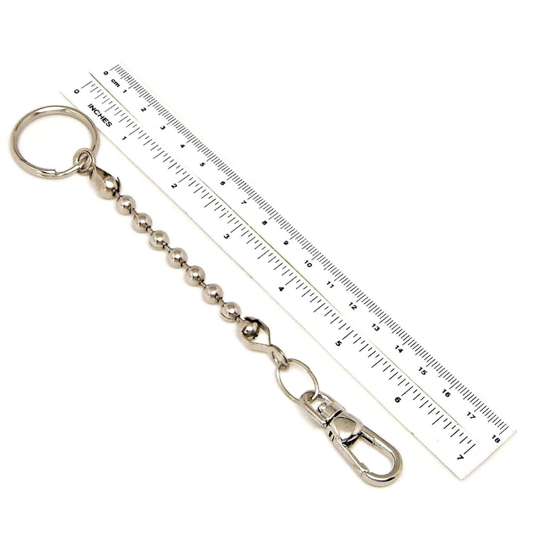 Key Chain, Steel Ball Bead, Large Split Ring, Spring Snap Clasp, Nickle ...