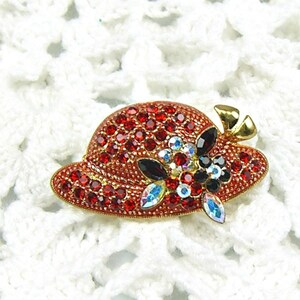 Red Hat Ladies Red Hatters Womens Jewelry Pin Brooch Austrian Crystals ...