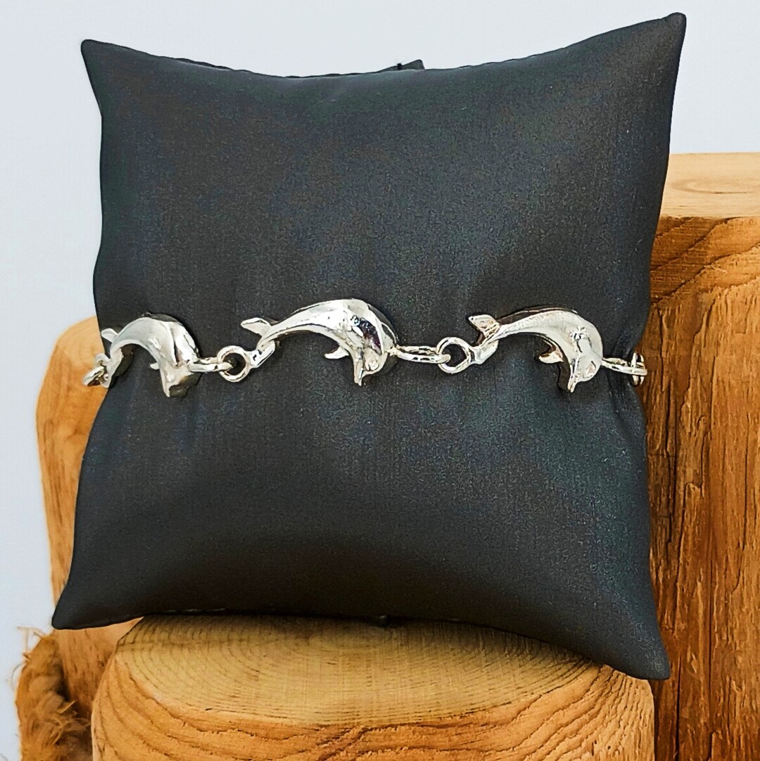 Dolphins Charm Link Bracelet Silver Plated 7 Inches 3296 - Etsy UK