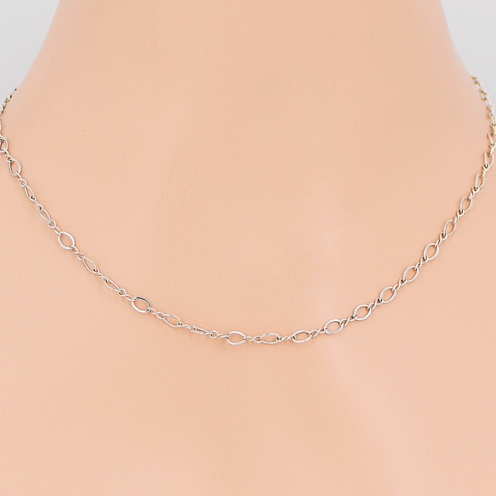 Necklace Sterling Silver 4mm Figure 8 Chain 18 Inches - Etsy