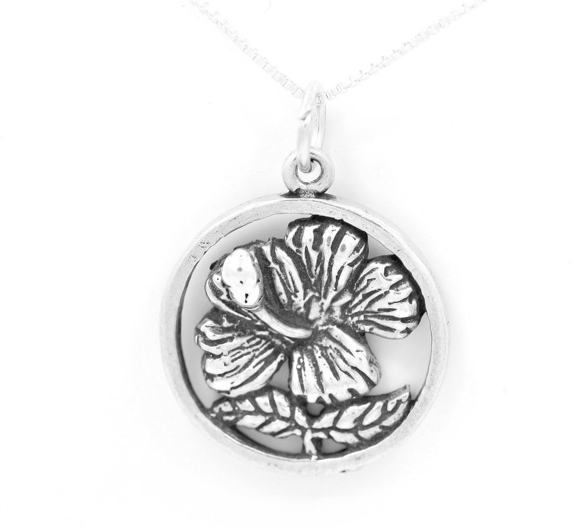Hibiscus Flower Hawaii Sterling Silver Tropical Charm Pendant 1846X - Etsy