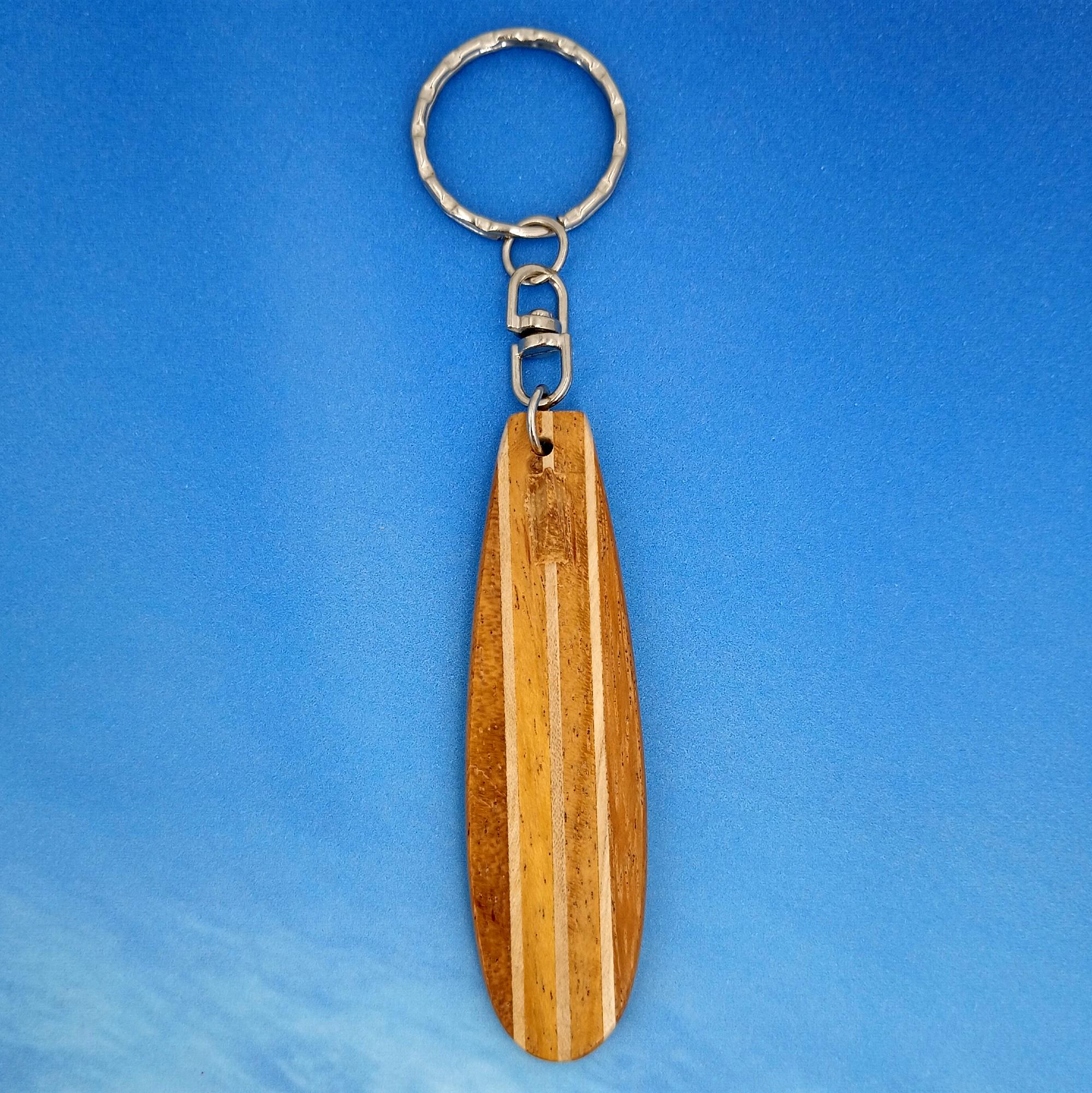 Wood Surfboard SUP Key Chain, Single Fin Long Board, Key Ring, Surfer ...