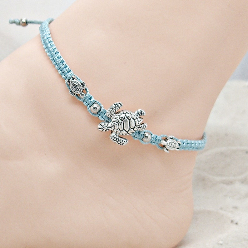 Sea Turtles Bracelet or Anklet Adjustable Macrame Cord, 5 Colors 5005 ...