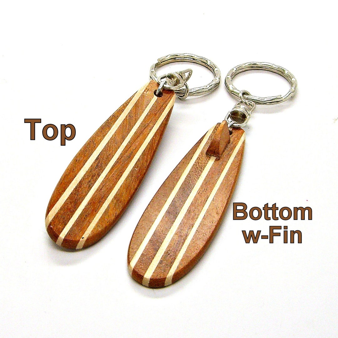 Wood Surfboard SUP Key Chain Single Fin Long Board Key Ring Surfer ...