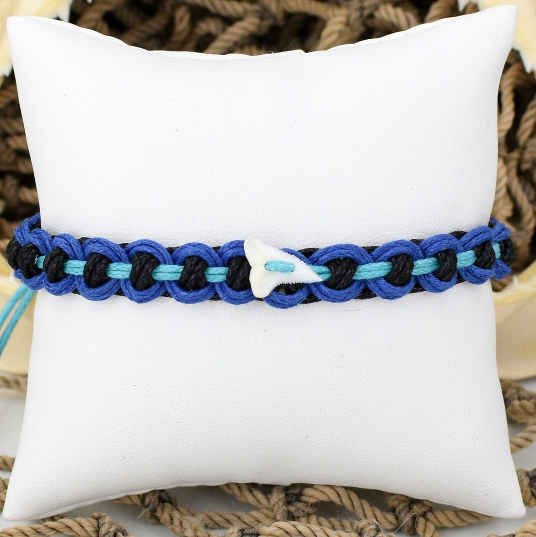 Real Shark Tooth Bracelet Adjustable Braided Macramé Cord 6293-10 - Etsy
