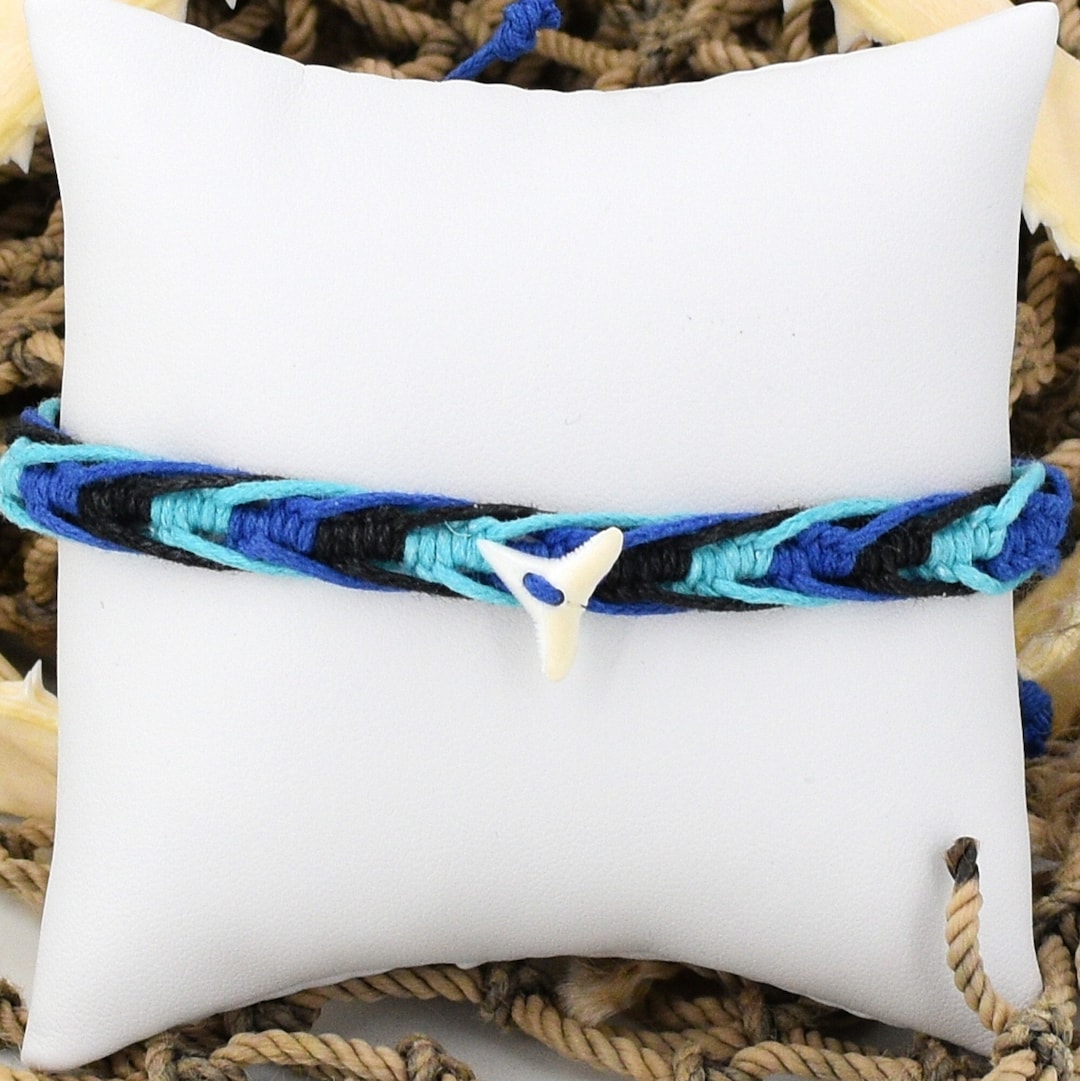 Shark Tooth Bracelet Adjustable Braided Macramé Cord 6293-1 - Etsy